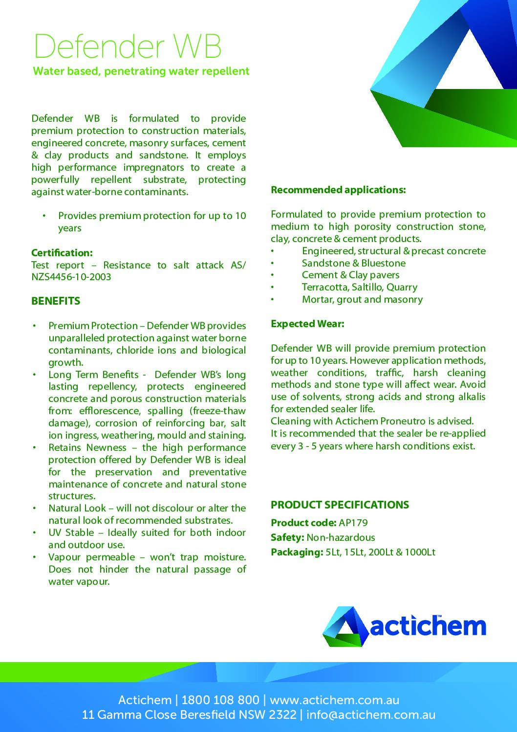 Defender WB | Product Data Sheet - Actichem