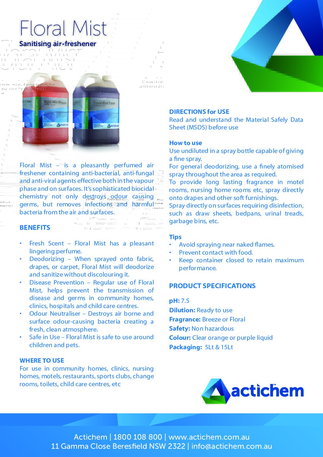 Floral Mist | Product Data Sheet - Actichem